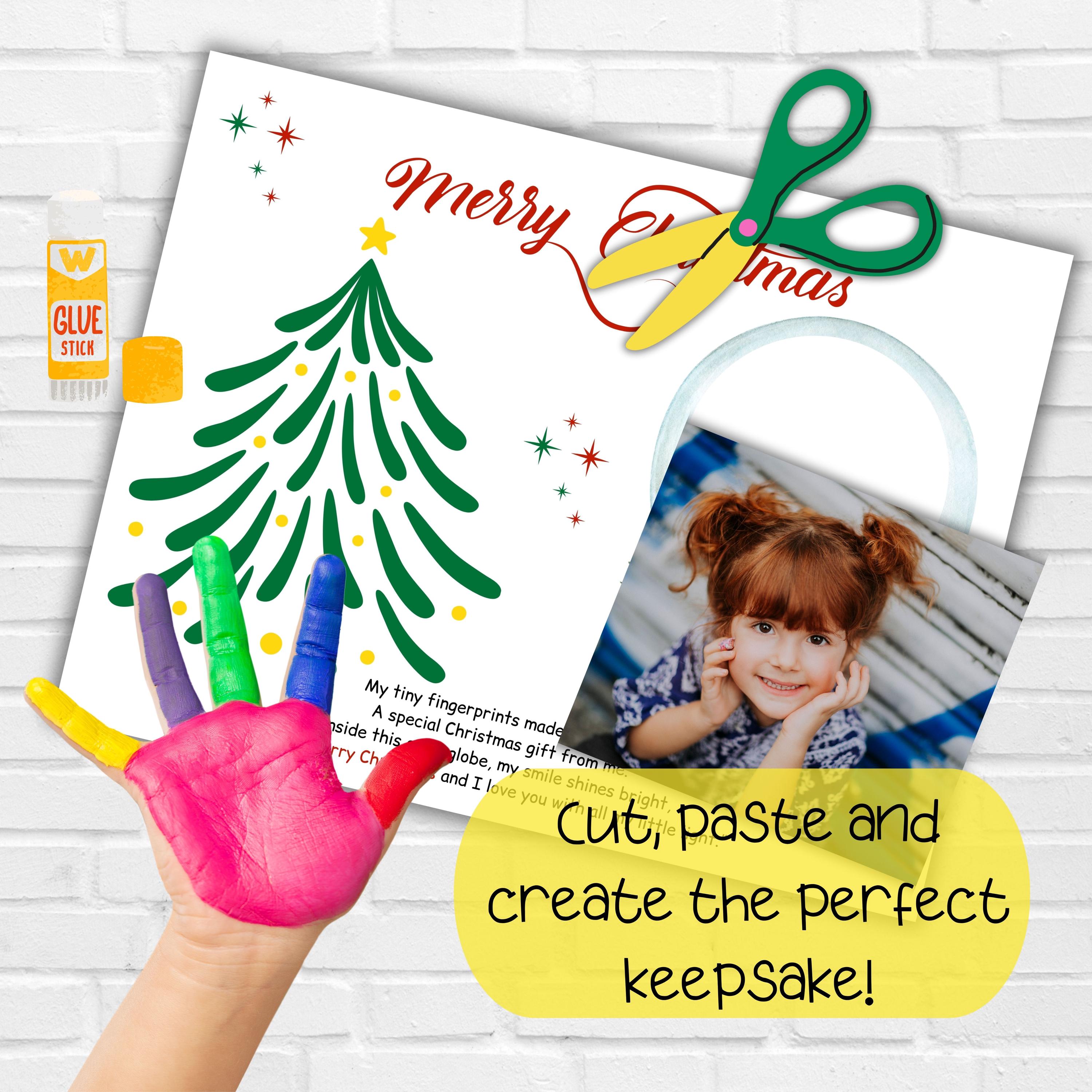 Christmas Tree Fingerprint Craft, Snowglobe Photo Keepsake, DIY Merry ...