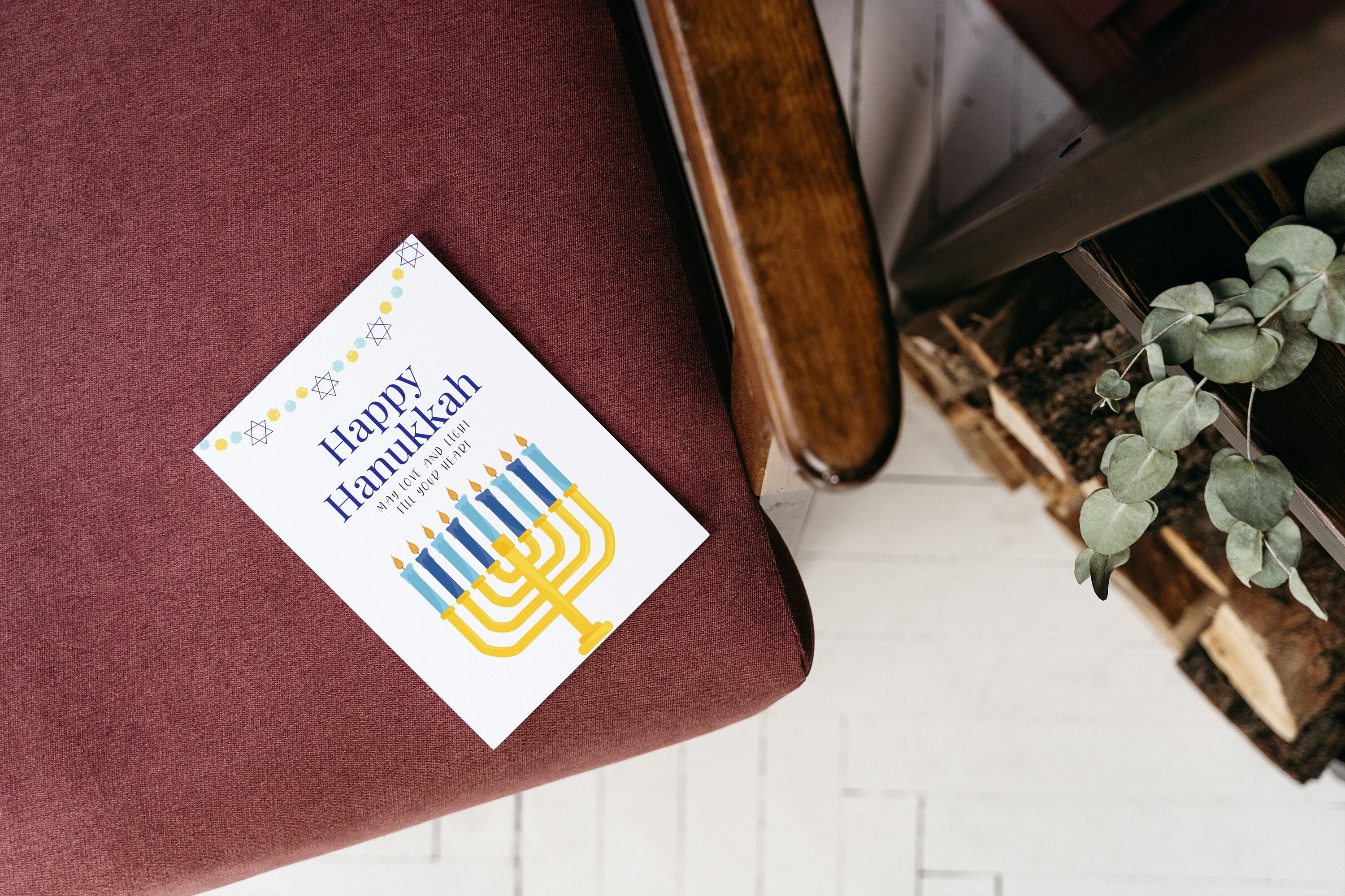 Happy Hanukkah Card Printable, Jewish Holiday Greetings, Festival of ...