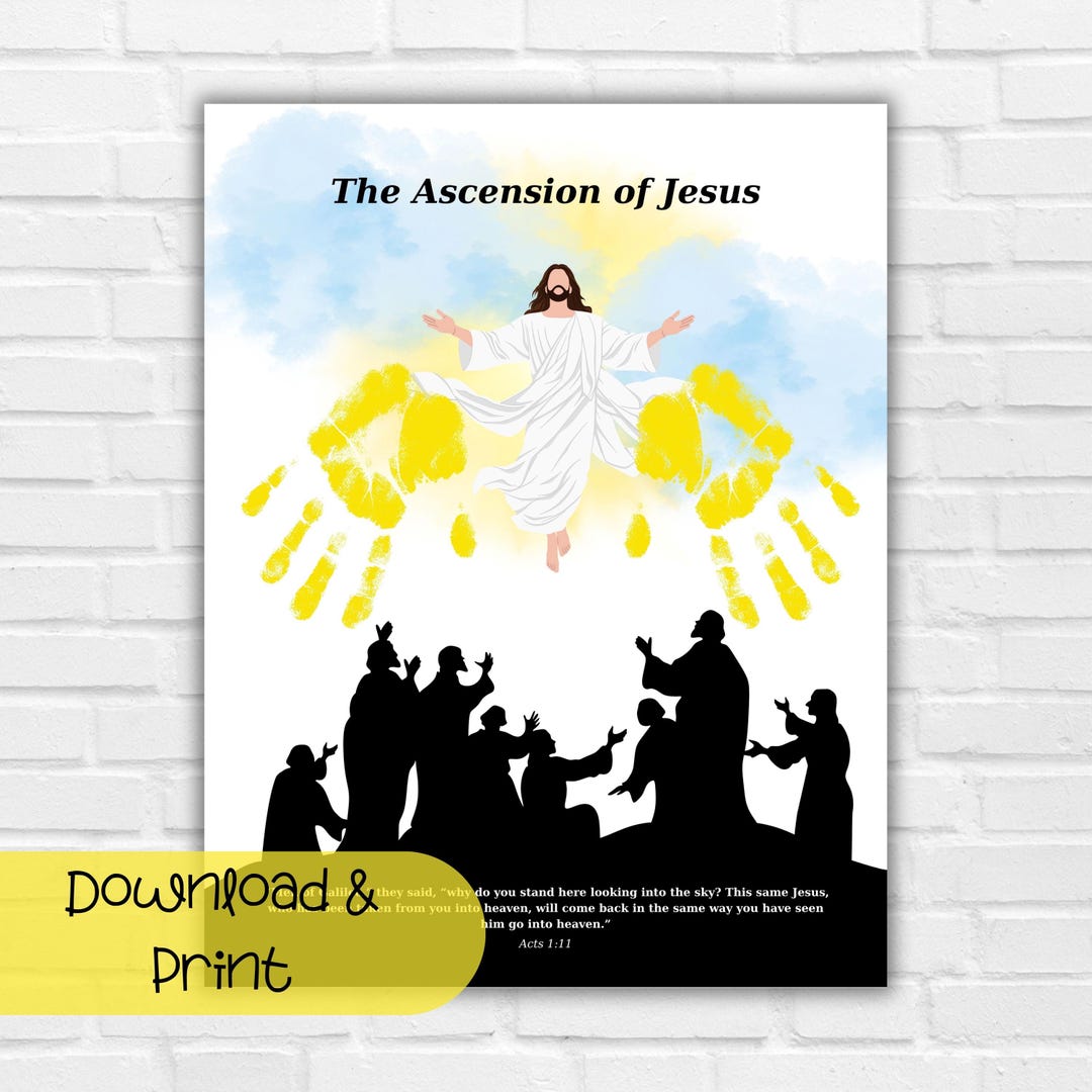 Ascension of Jesus Handprint Art, Ascension Day Kids Activity, Sunday ...
