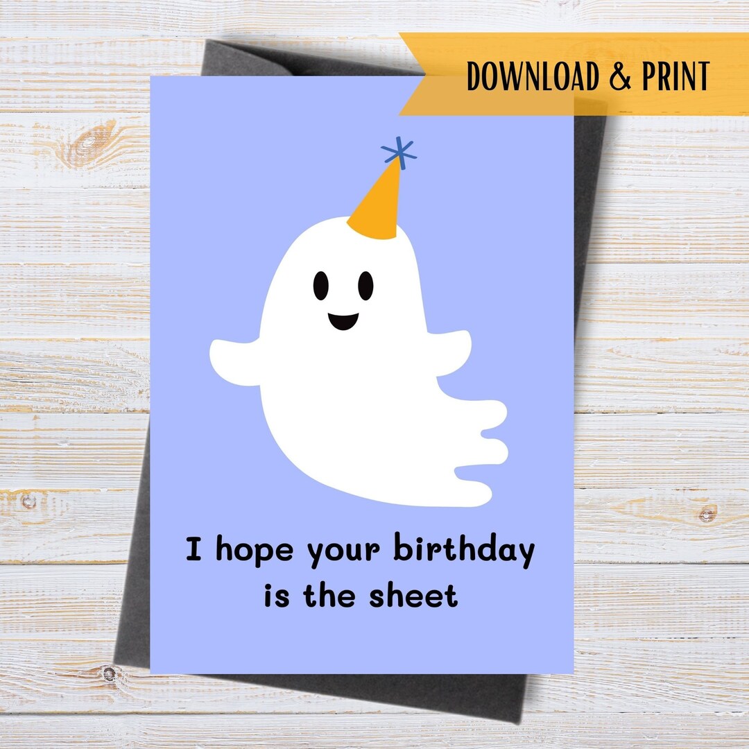 Printable Ghost Birthday Card Halloween Birthday Card Funny - Etsy