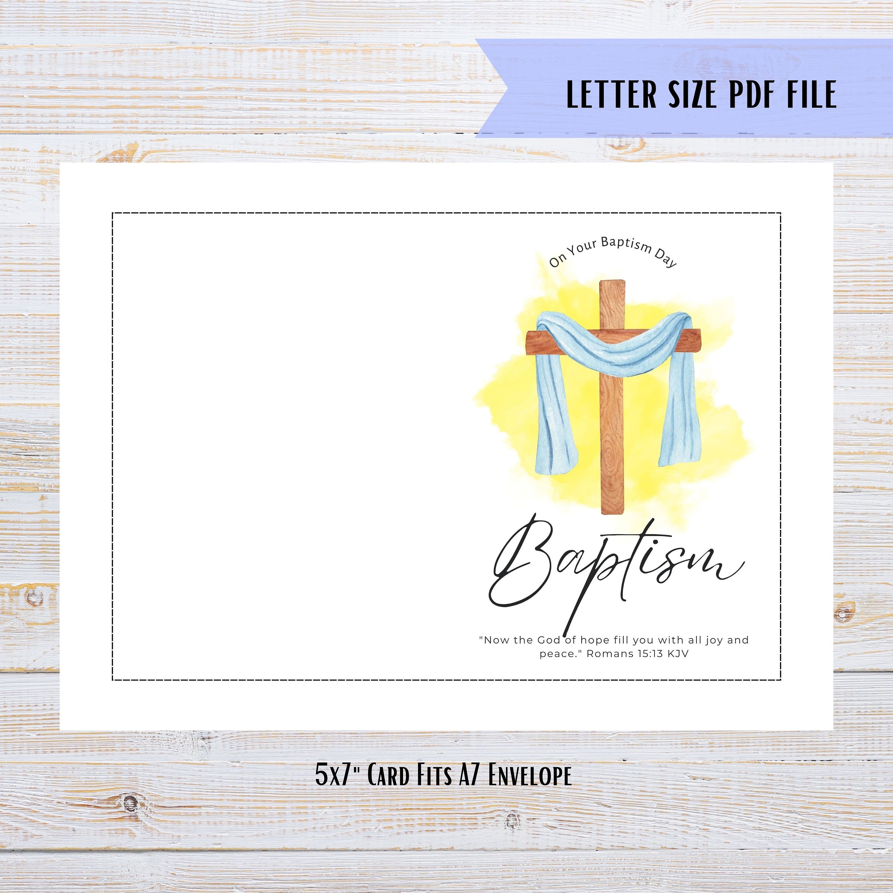 Printable Baptism Card Boy or Girl, on Your Baptism Day, Christian KJV ...
