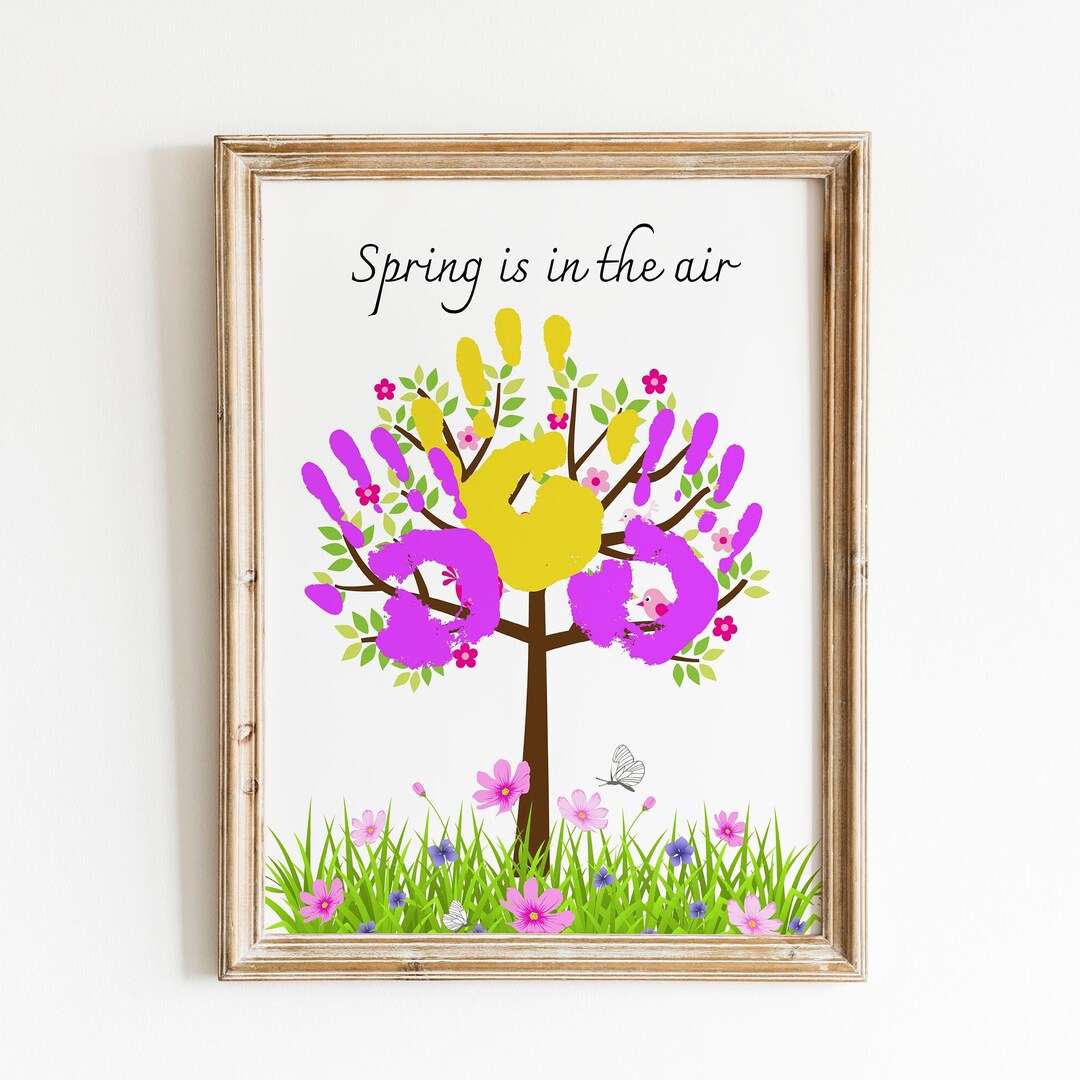 Printable Spring Tree Craft, DIY Handprint Tree , Spring Handprint ...