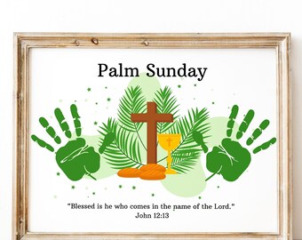Palm Sunday Handprint Art Craft, Printable Palm Sunday Craft, Easter ...
