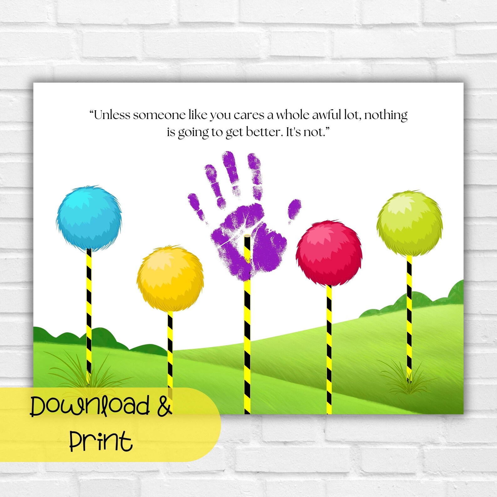 Truffula Trees Handprint Craft, Dr. Seuss Week Activity, the Lorax Tree ...