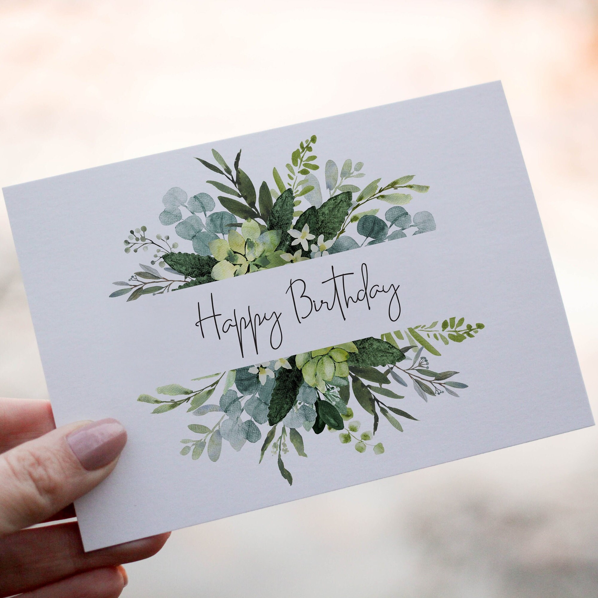 Flowers Printable Birthday Card, Watercolor Floral Birthday Card ...