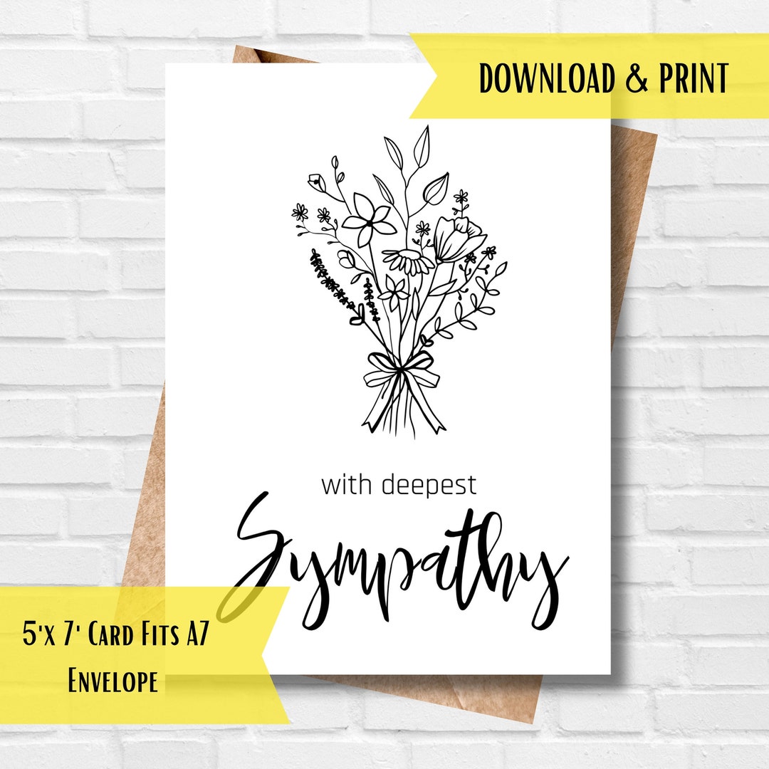 With Sympathy Card, Digital Sympathy Card, Mourning Card Template ...