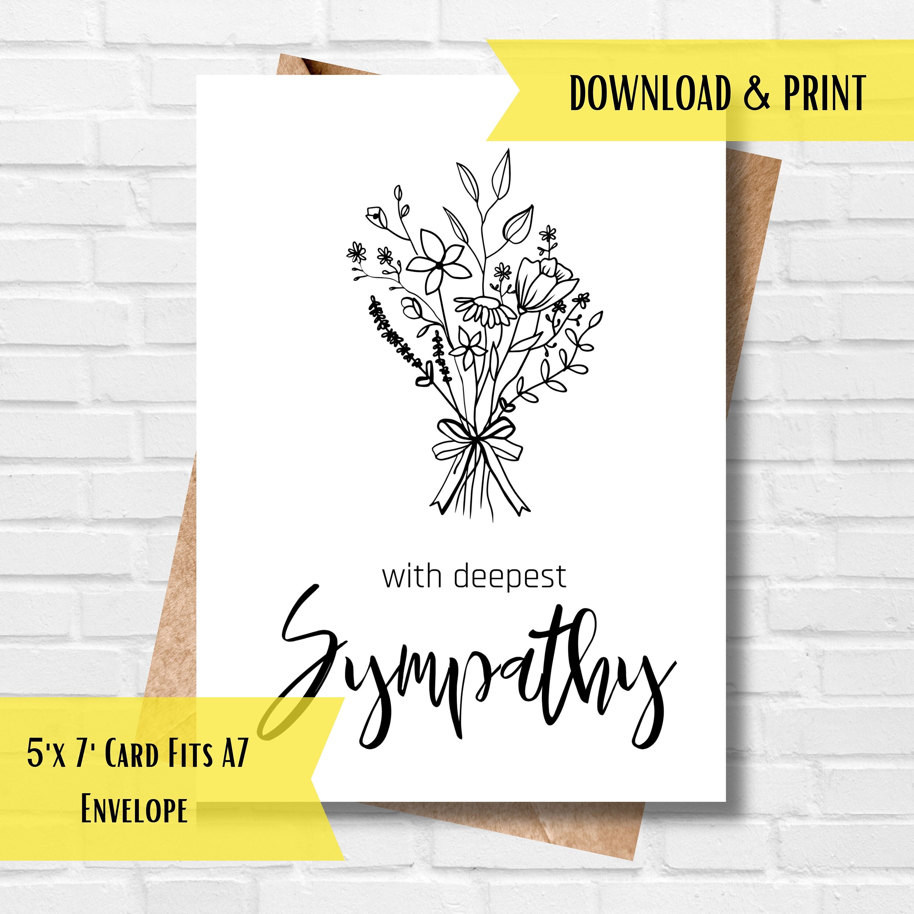 With Sympathy Card, Digital Sympathy Card, Mourning Card Template ...