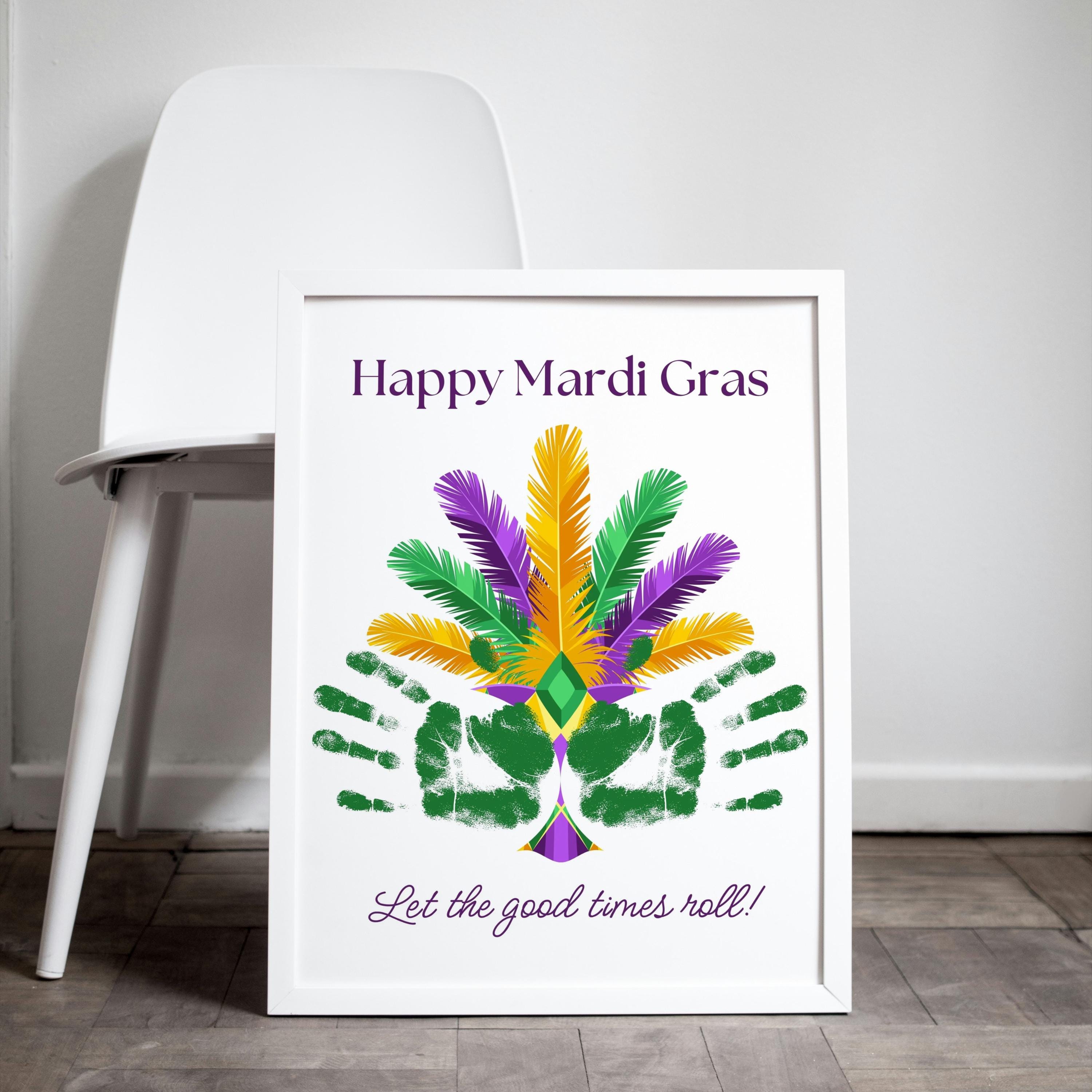 Happy Mardi Gras Handprint Art, Let the Good Times Roll, Mardi Gras ...