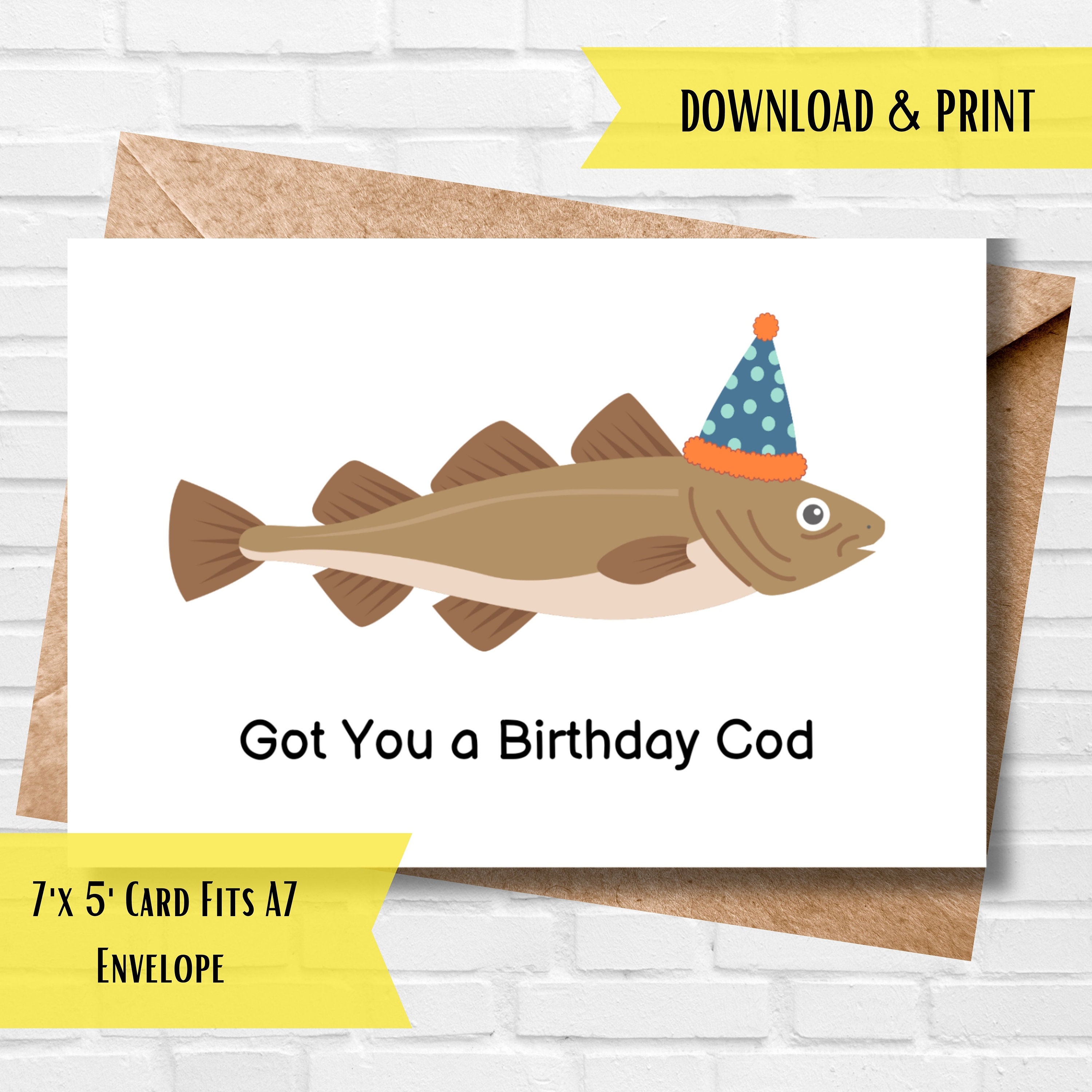 Printable Funny Birthday Card, Got You a Birthday Cod, Fisherman's ...