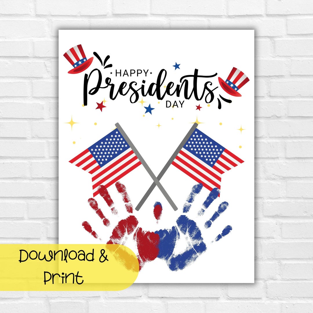 President's Day Handprint Craft, USA Presidents Day Art, Toddler ...