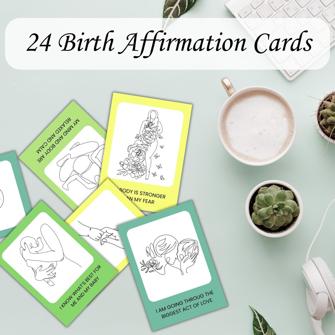 24 Birth Affirmation Cards, Positive Birth Cards, Baby Shower Gift for ...