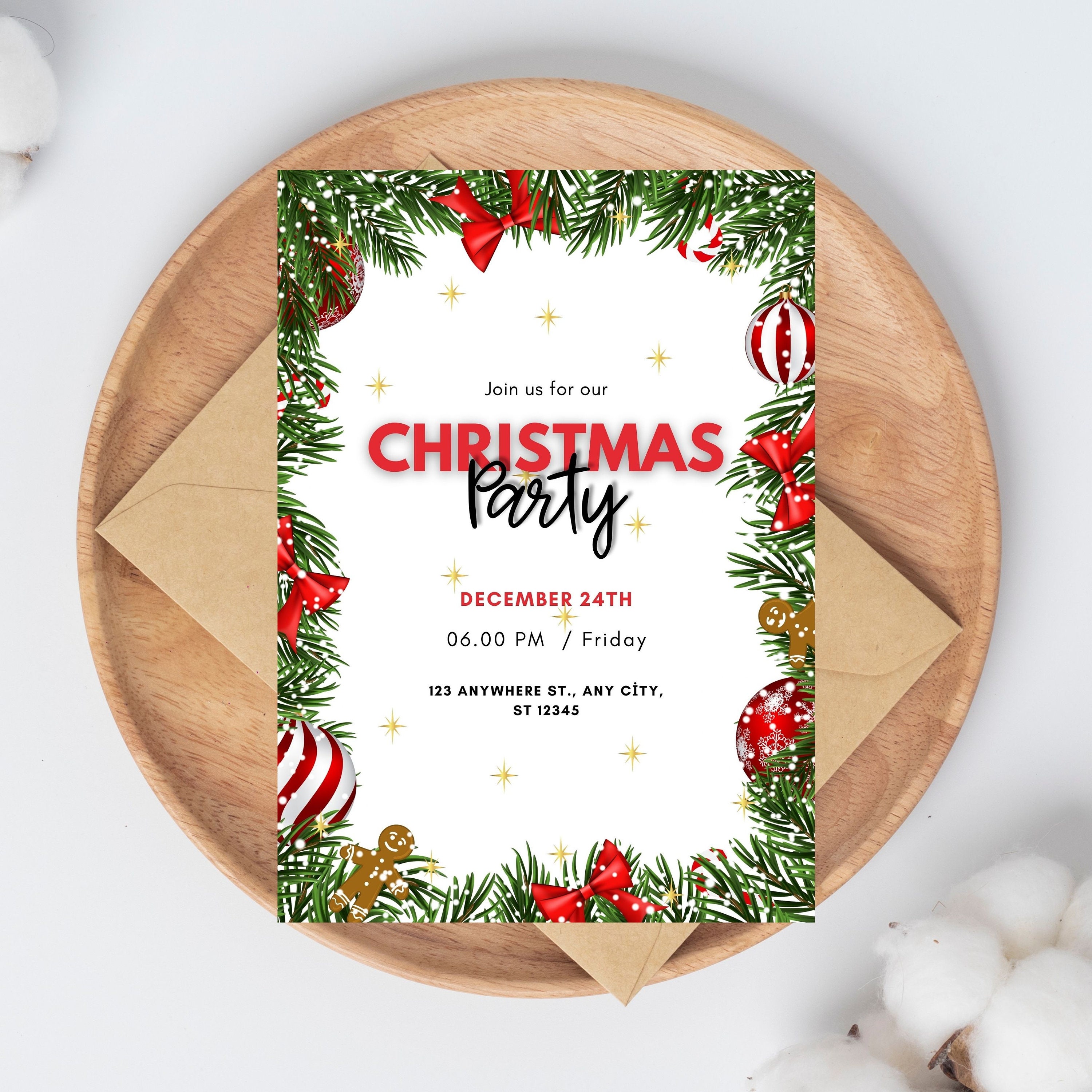 Editable Christmas Party Invitation Template Holiday Party - Etsy