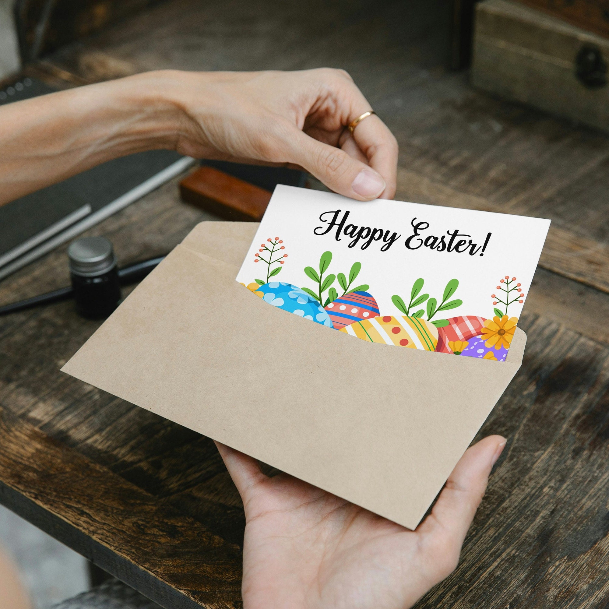 Printable Happy Easter Card, Easter Eggs Card, Spring Greeting Card ...