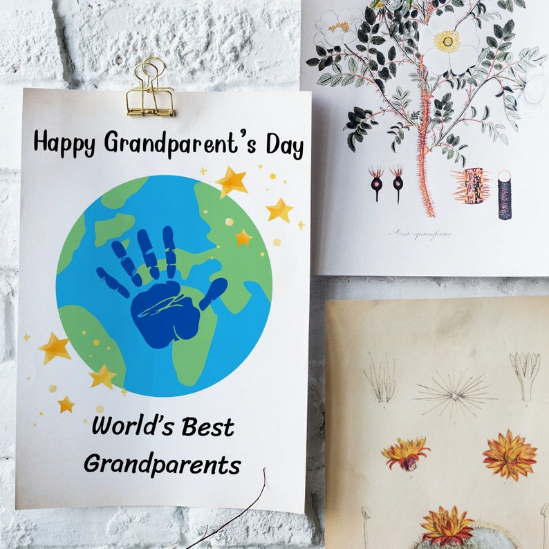 Printable Grandparent's Day Handprint, World's Best Grandparents, Gift ...