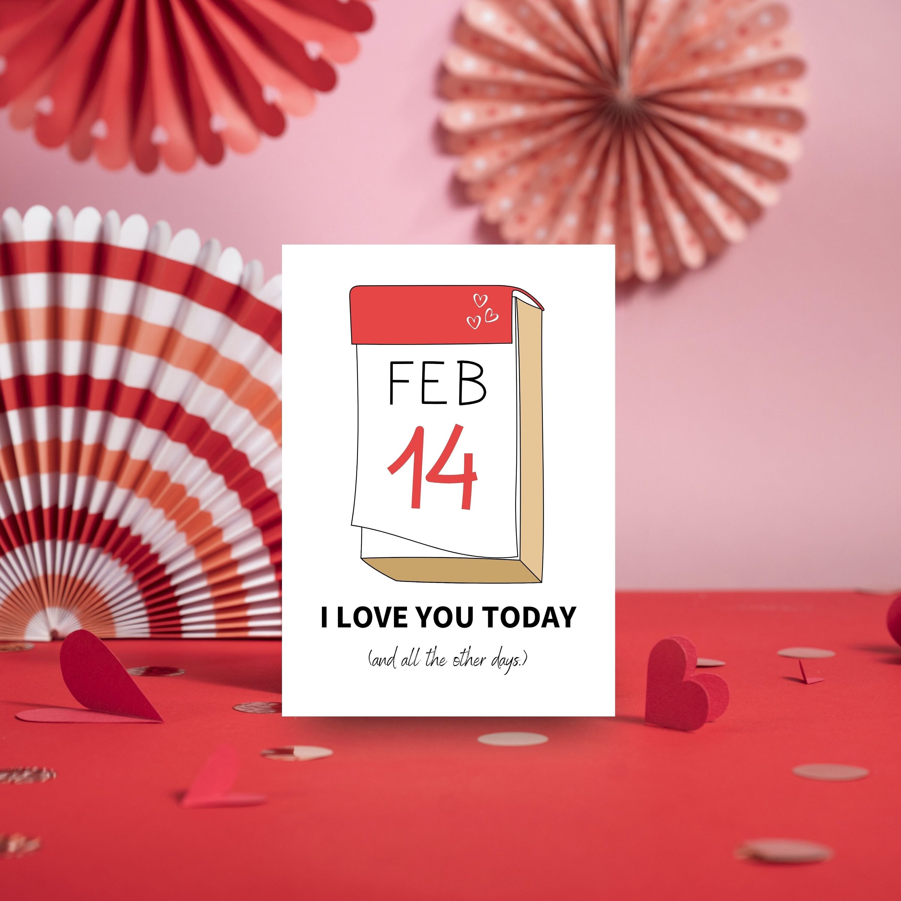 I Love You Card Printable, February 14th Greeting Card, Valentine's Day ...