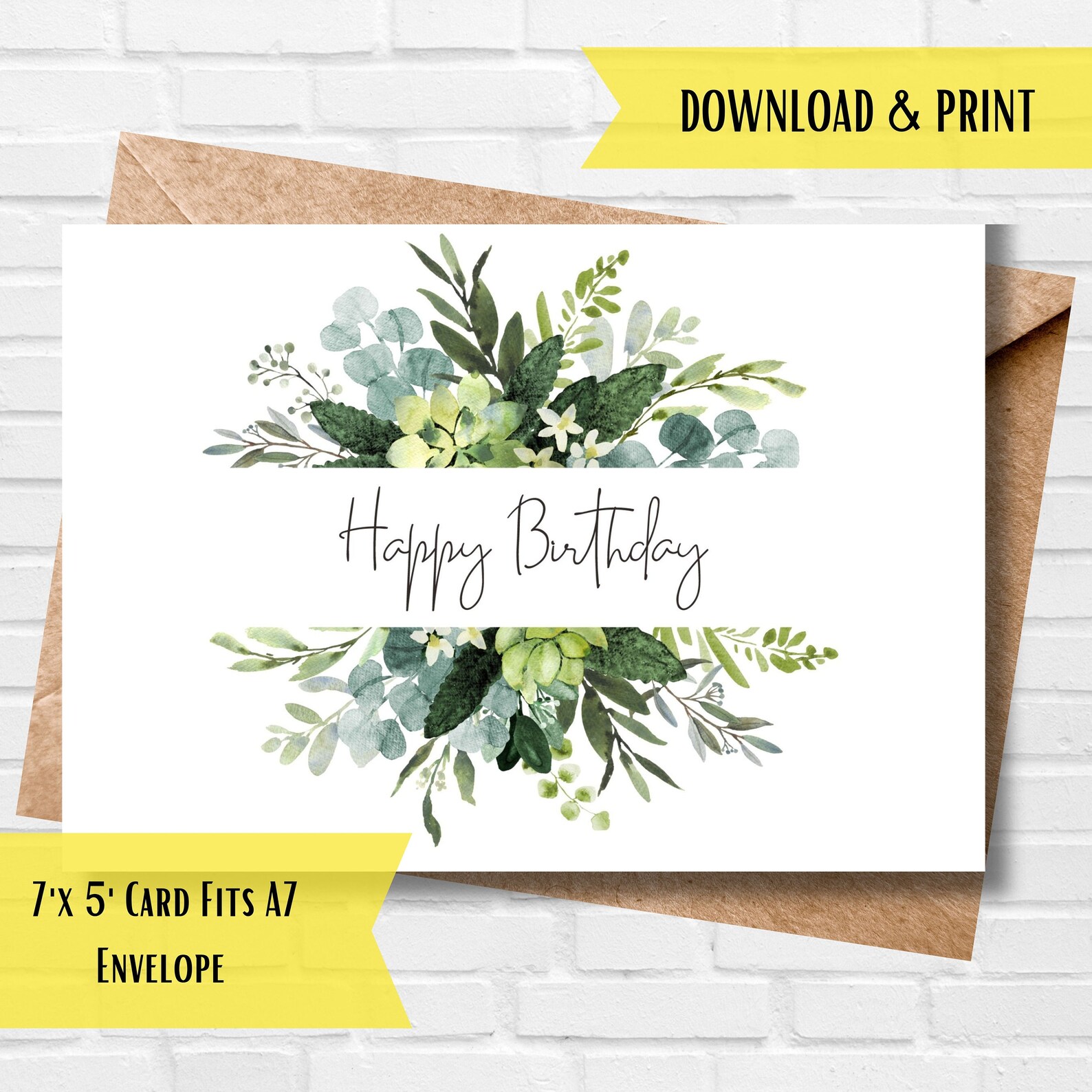Flowers Printable Birthday Card, Watercolor Floral Birthday Card ...