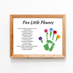 Five Little Flowers Handprint Art, Preschool Spring Activity, 5 Little ...