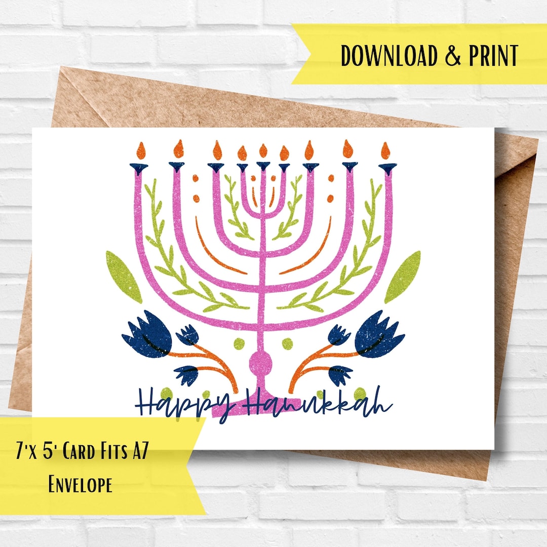 Happy Hanukkah Printable Card, Jewish Holiday Greetings, Hanukkah ...