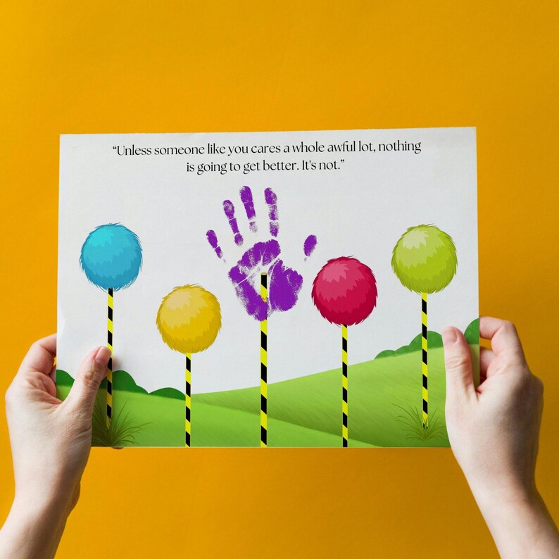 Truffula Trees Handprint Craft, Dr. Seuss Week Activity, the Lorax Tree ...