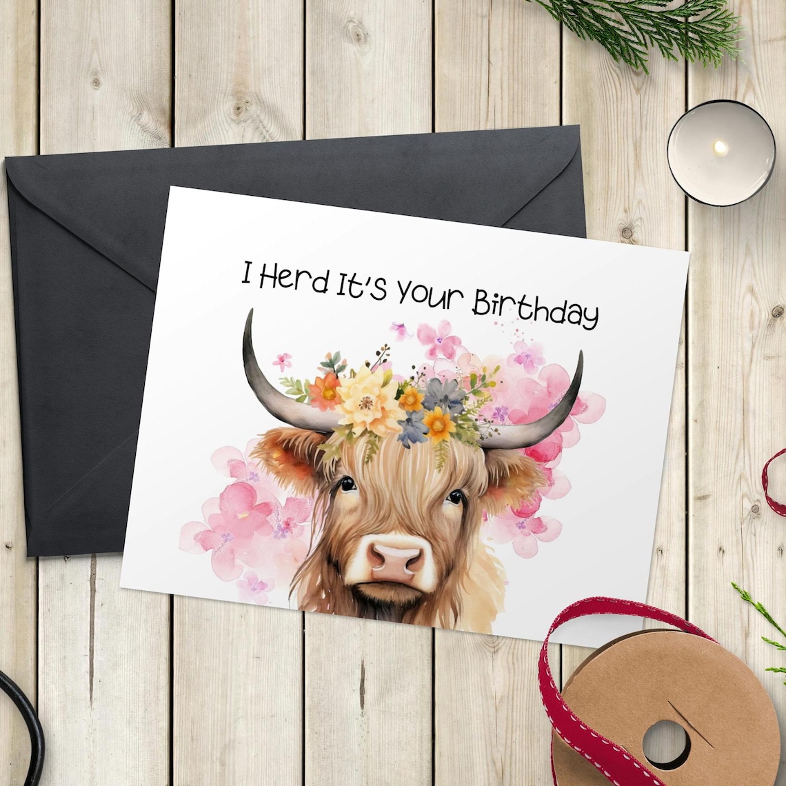 Highland Cow Birthday Card, Printable Birthday Card, Card With Cow ...