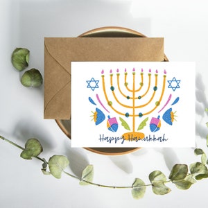 Printable Happy Hanukkah Card, Hanukkah Sameach Card, Candlestick Card ...