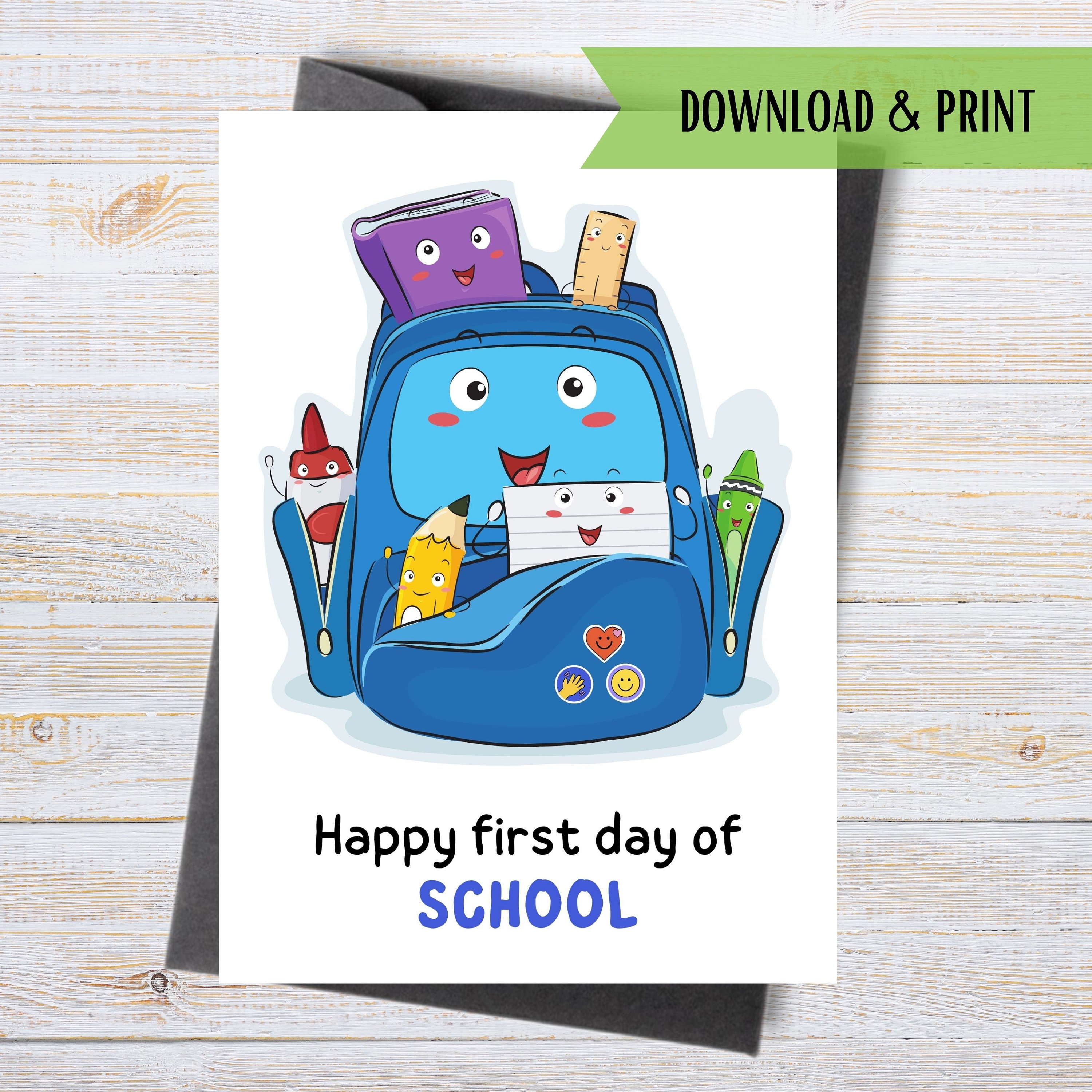 Happy First Day of School Card, Printable Back to School Card, Student ...