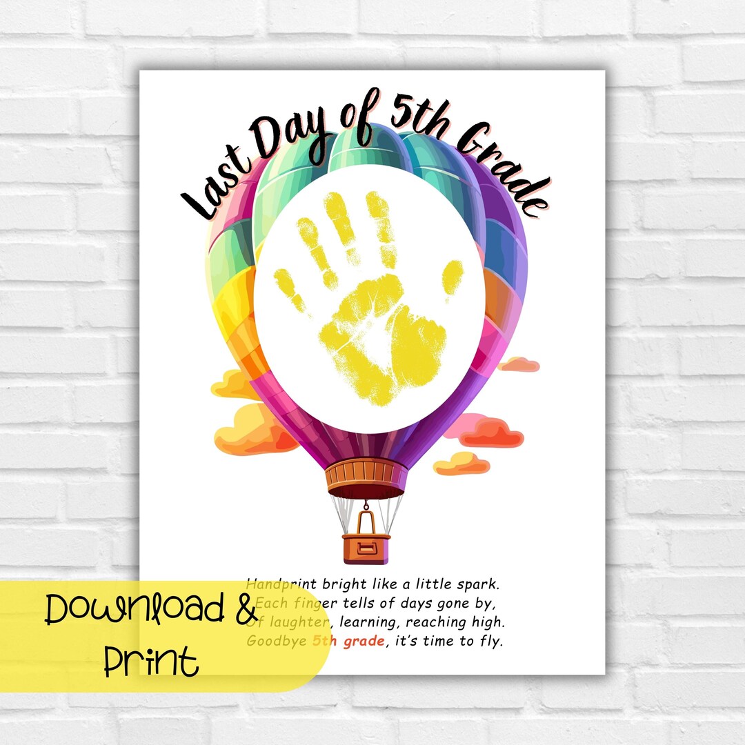 Buy Last Day of 5th Grade, Handprint Art Craft, Goodbye Fifth Grade ...
