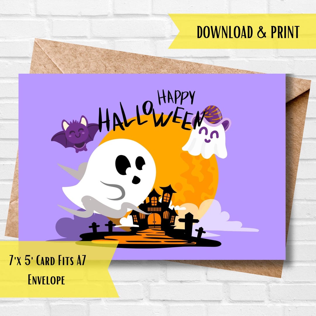 Printable Halloween Card, Happy Halloween Card Template, Halloween ...