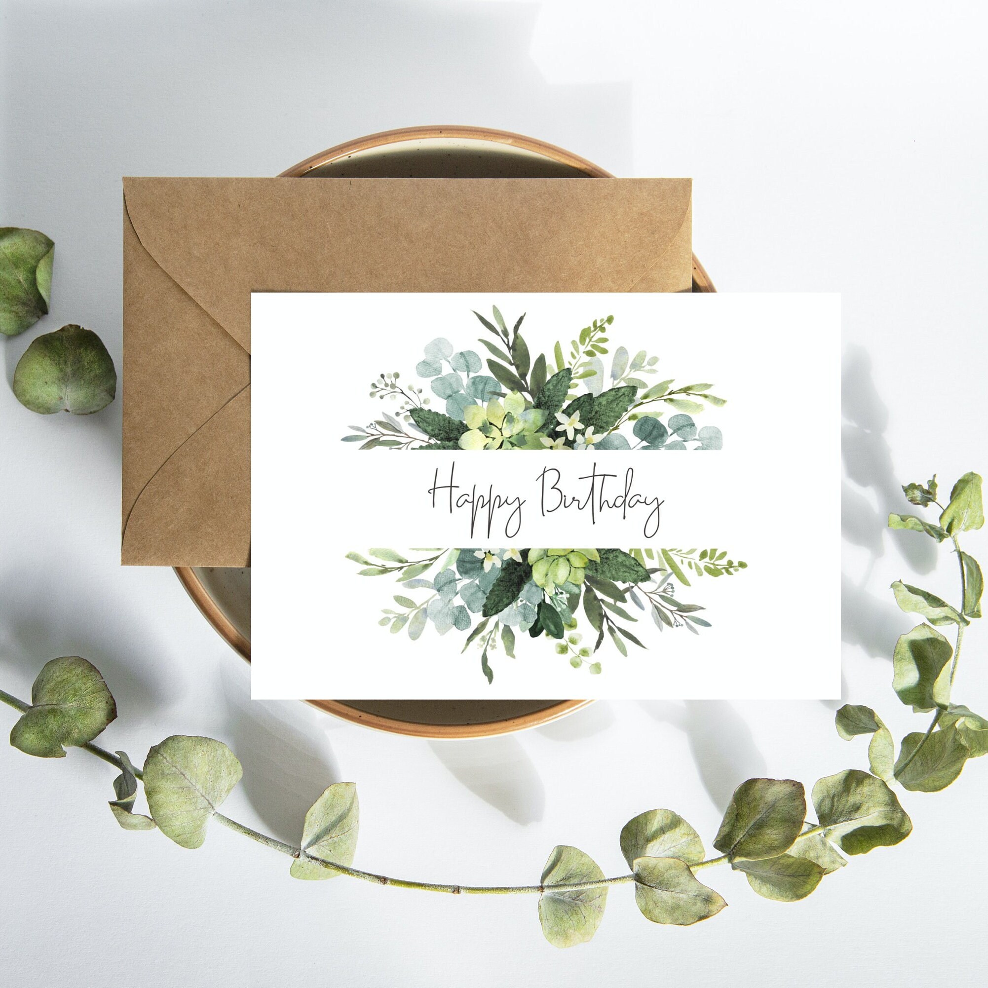 Flowers Printable Birthday Card, Watercolor Floral Birthday Card ...