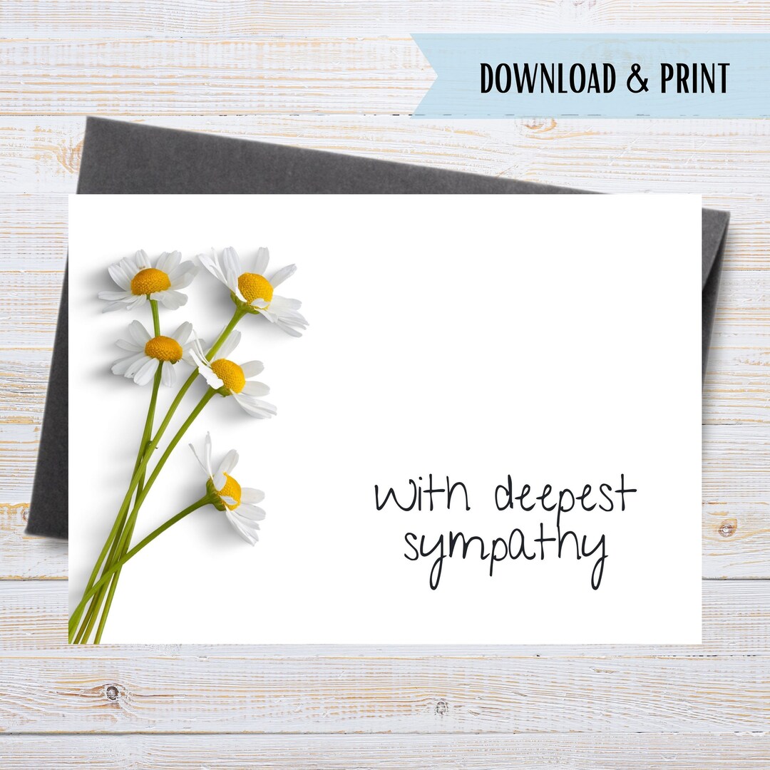 Daisy With Deepest Sympathy Card Printable Condolences Card - Etsy