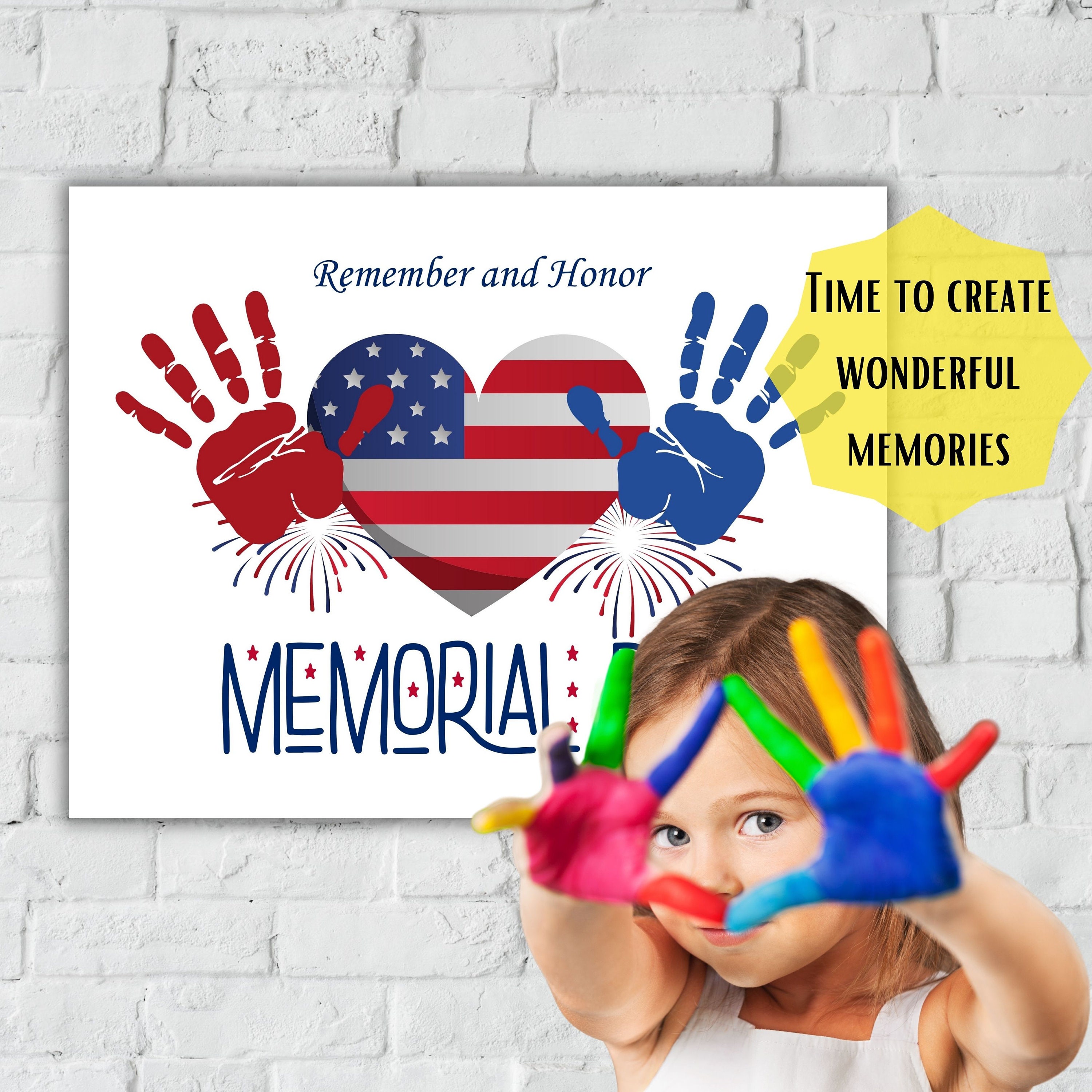 Memorial Day Handprint Craft, Printable Patriotic Activity, American ...