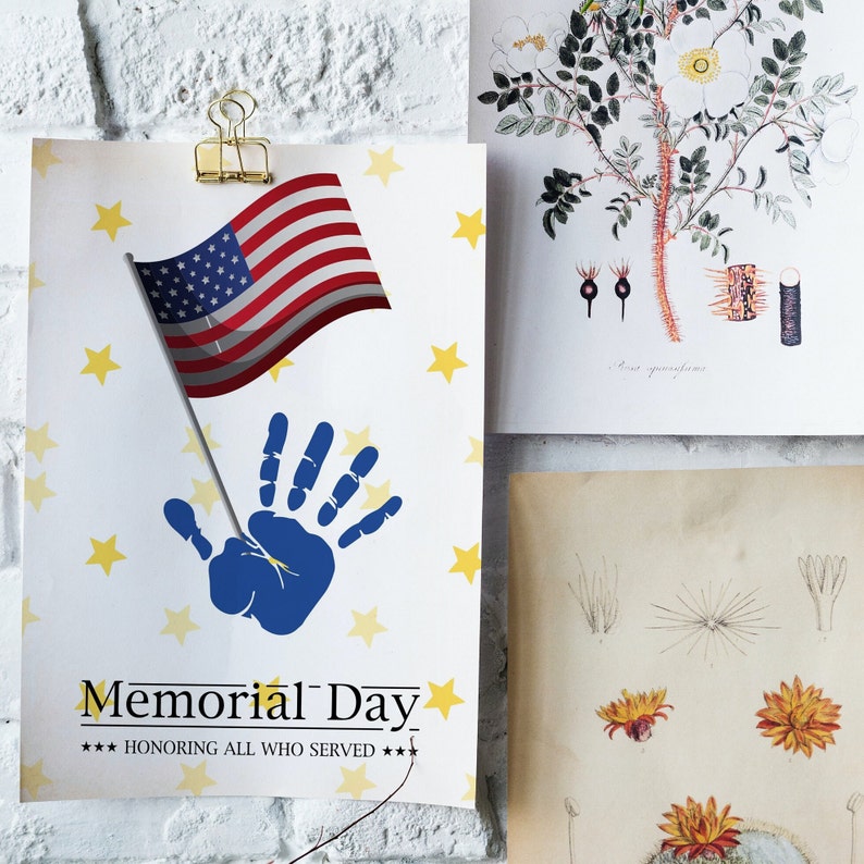 Printable Memorial Day Craft, Patriotic Handprint Activity, Kids ...