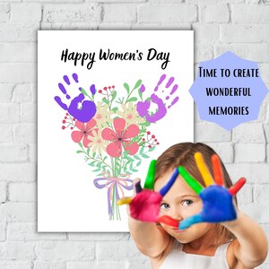 Women's Day Handprint Flowers, Printable Handprint Craft for Kids ...