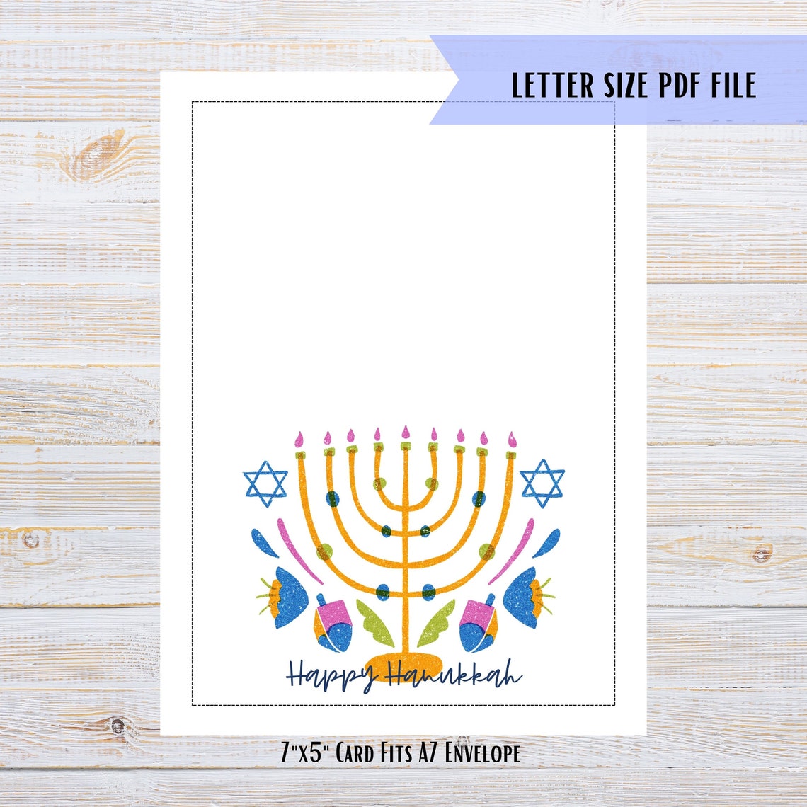 Printable Happy Hanukkah Card, Hanukkah Sameach Card, Candlestick Card ...