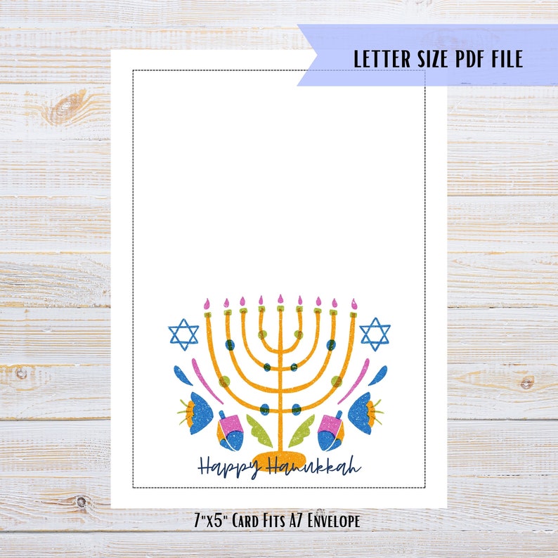 Printable Happy Hanukkah Card, Hanukkah Sameach Card, Candlestick Card ...