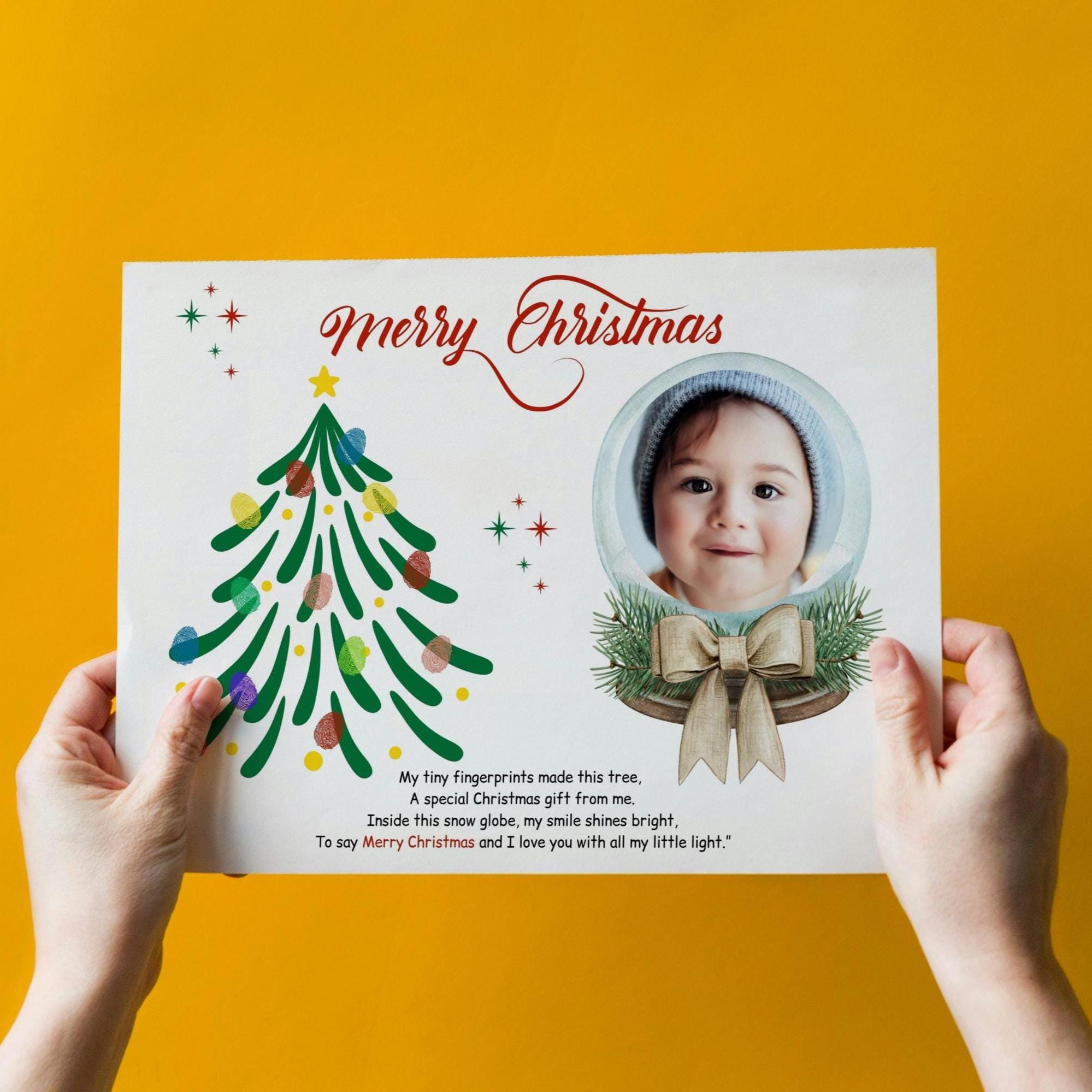Christmas Tree Fingerprint Craft, Snowglobe Photo Keepsake, DIY Merry ...