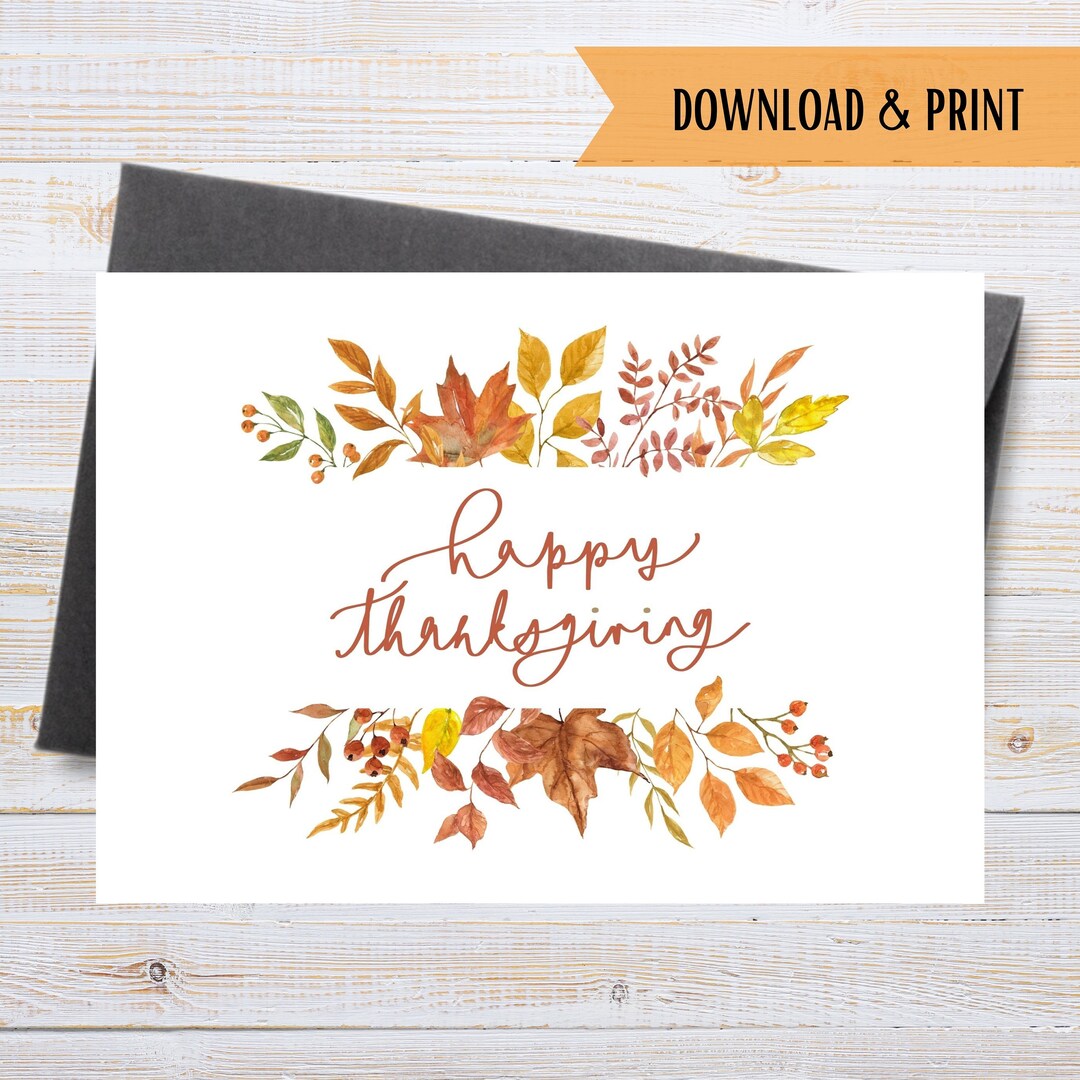 Happy Thanksgiving Card Printable Thanksgiving Templates - Etsy