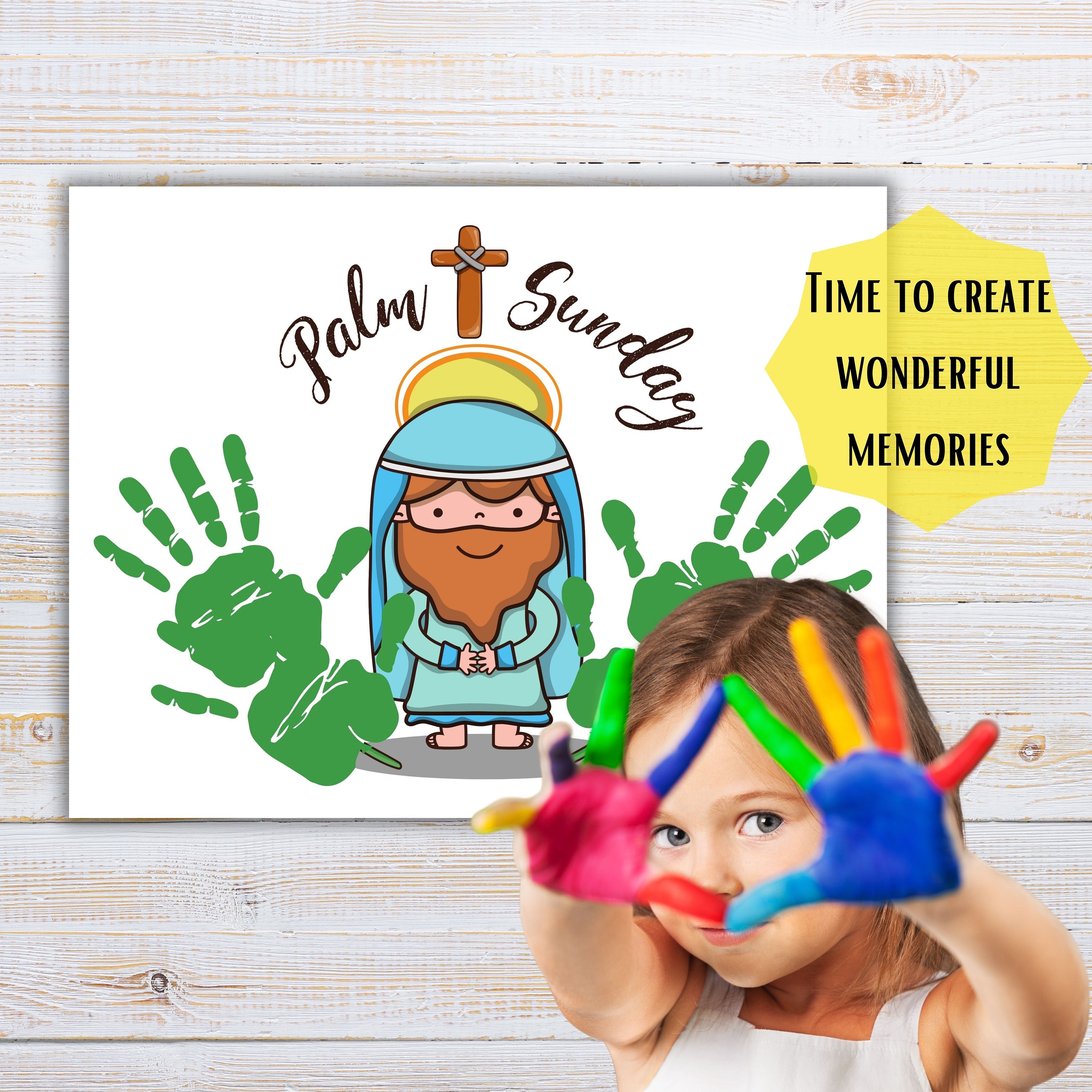 Palm Sunday Handprint Craft, Printable Palm Sunday Activity, Easter ...
