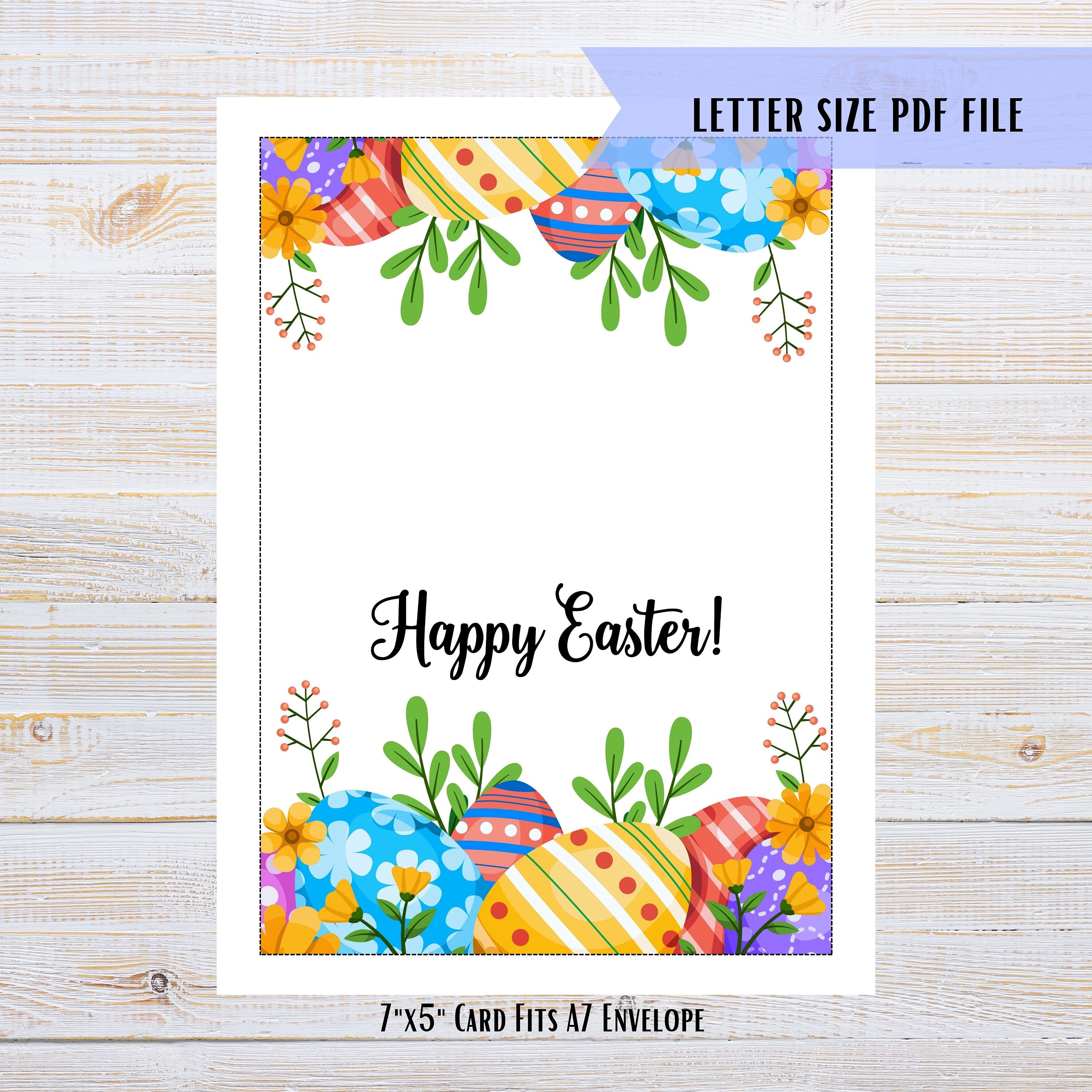 Printable Happy Easter Card, Easter Eggs Card, Spring Greeting Card ...