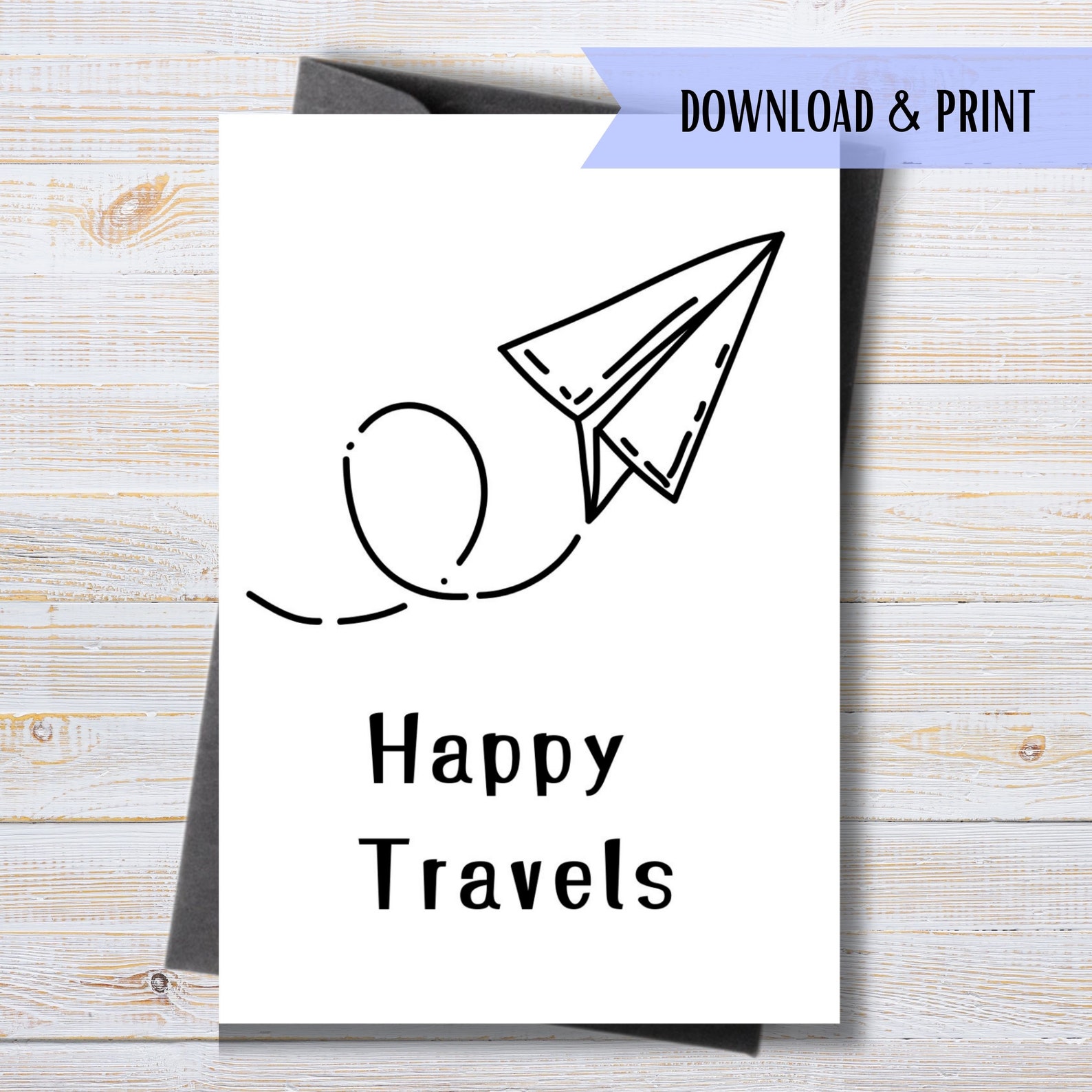Printable Happy Travels Card, Paper Plane Card, Going Travelling, Gap ...