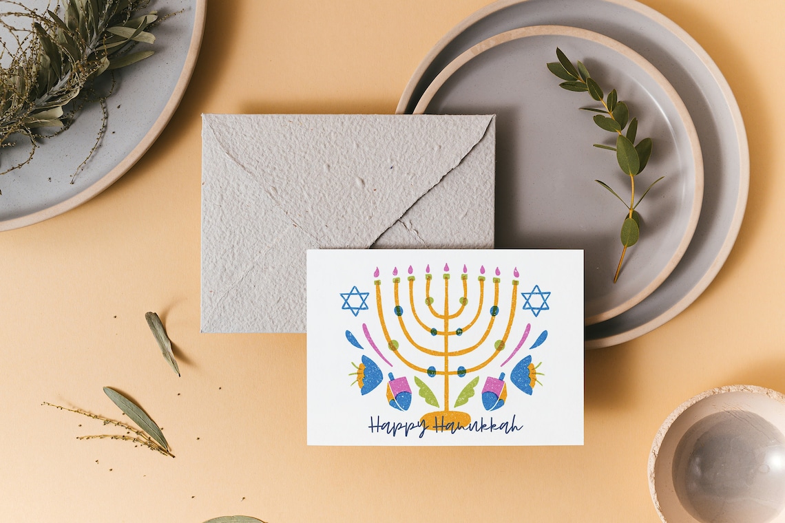 Printable Happy Hanukkah Card, Hanukkah Sameach Card, Candlestick Card ...
