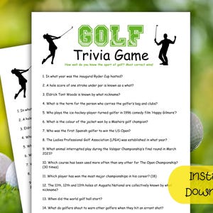 Golf Trivia Game, Printable Sports Trivia, Golf Party Games, Masters ...