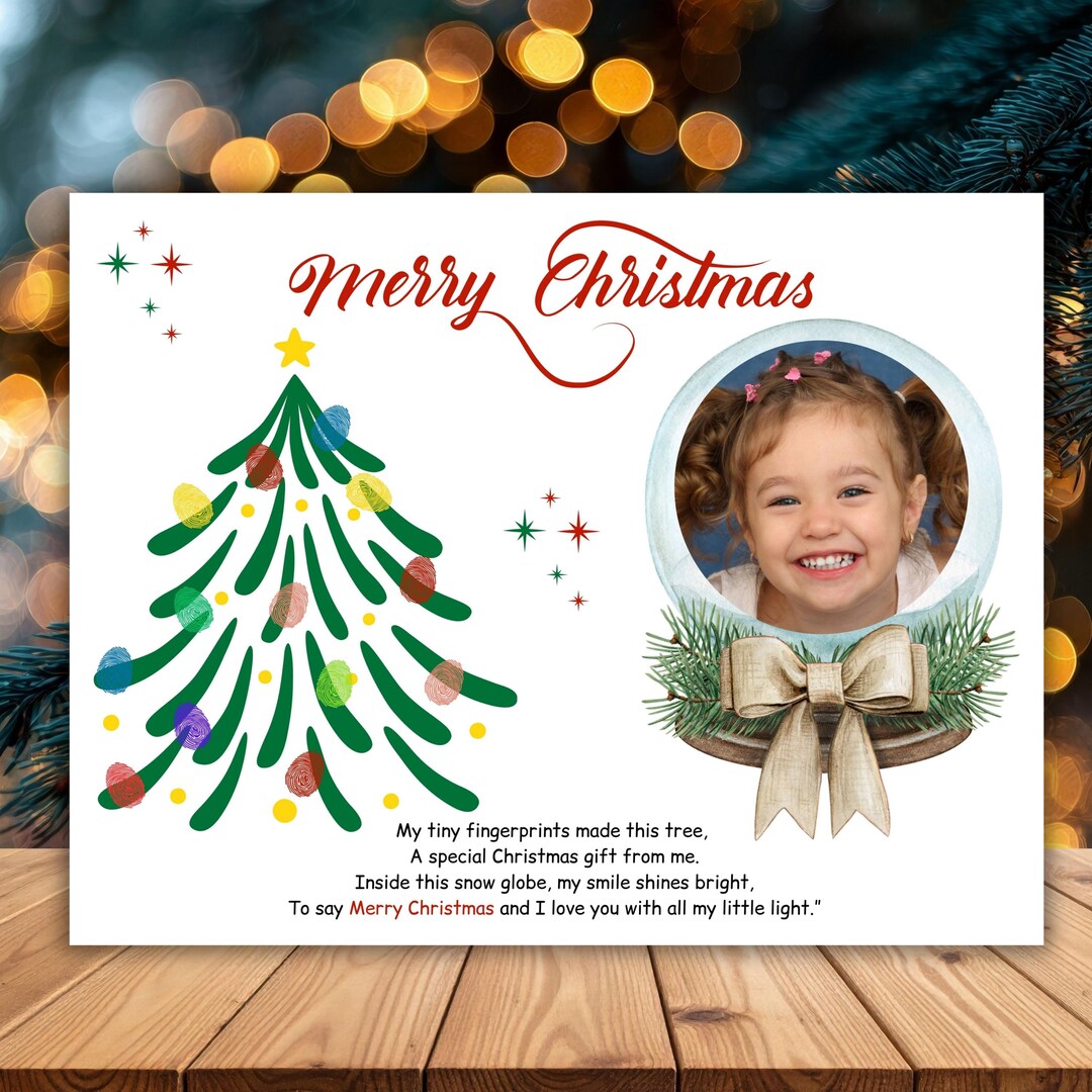 Christmas Tree Fingerprint Craft, Snowglobe Photo Keepsake, DIY Merry ...