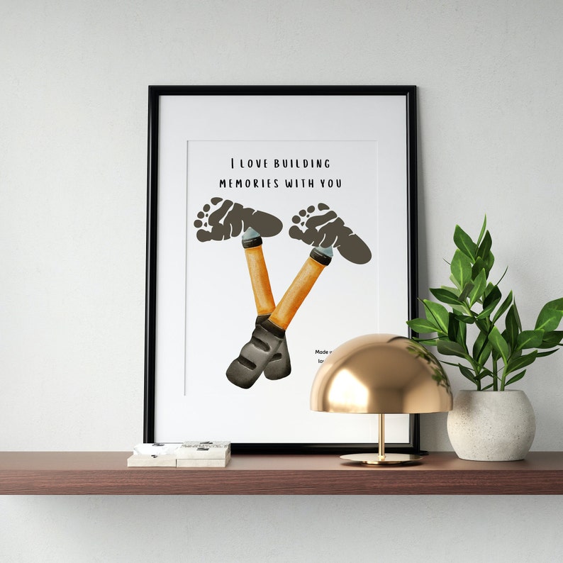 Footprint Craft for Fathers Day, Printable Birthday Footprint, Hammer ...