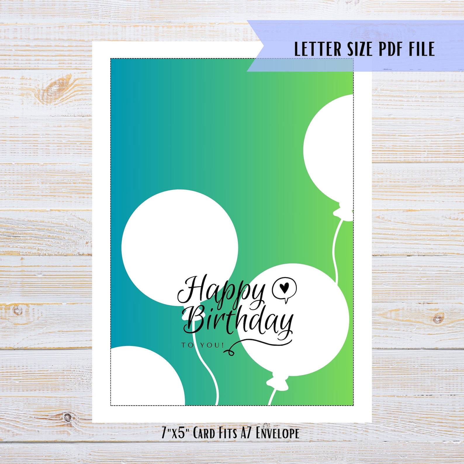 Printable Birthday Card With Balloons Happy Birthday Balloons - Etsy