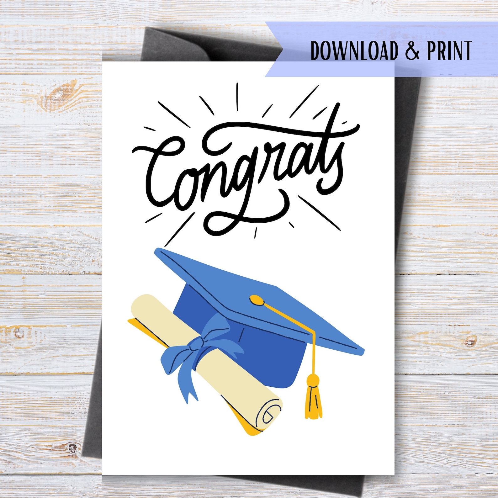 Printable Graduation Card, Congrats Grad Card, Graduation Gift, Card ...