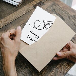 Printable Happy Travels Card, Paper Plane Card, Going Travelling, Gap ...