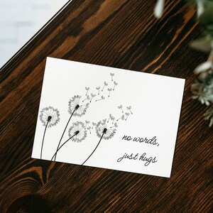 Printable Sympathy Card With Dandelion, No Words Just Hugs, Thinking of You Card for Friend ...