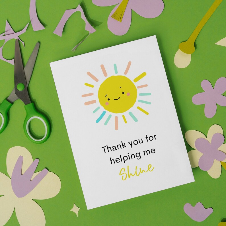 Teacher Appreciation Card, Printable Thank You Teacher Card, Sunshine ...