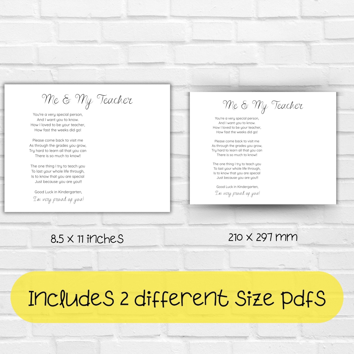Me & My Teacher Handprint Art, End of School Poem, Preschool Prek ...